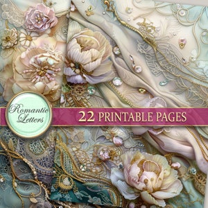 Digital Printable Scrapbook Paper Pack Embroidery Junk Journal Pages ...