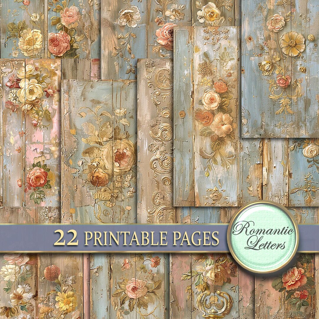 Rose Digital Paper Pack Scrapbook Background Floral Shabby Chic Digital ...