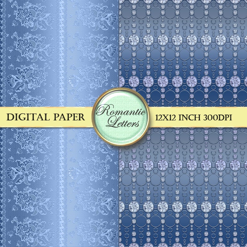 Digital scrapbook paper digital paper blue digital background | Etsy