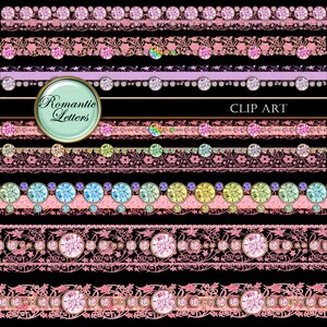 Digital Borders Diamond Lace Clip Art Digital Scrapbook Gemstone Shabby ...