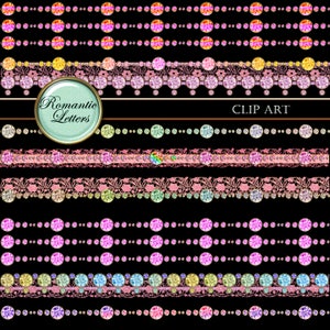 Digital Borders Diamond Lace Clip Art Digital Scrapbook Gemstone Shabby ...