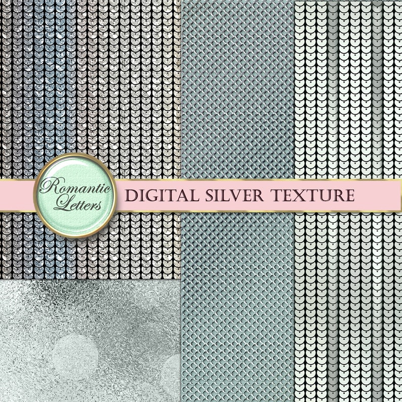 Digital Paper Silver Digital Scrapbook Paper Digital Texture - Etsy