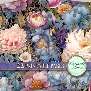 Botanical Digital Scrapbook Paper Pack Shabby Chic Flower Digital ...