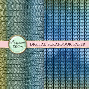Teal Digital Paper Pack Printable Digital Scrapbook Album Paper Linen ...