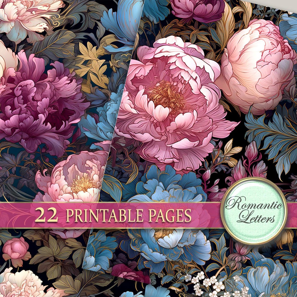 Digital Scrapbook Paper Pack Victorian Flower Botanical Digital ...