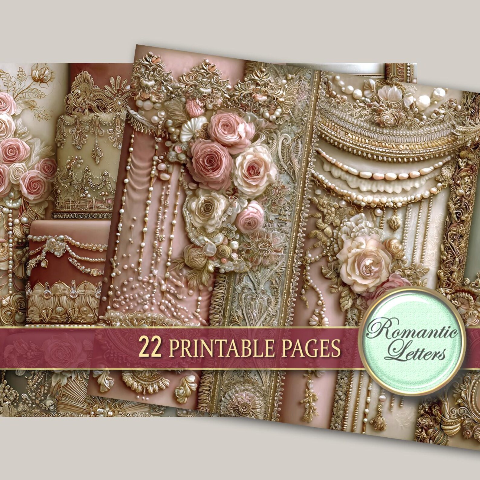 Digital Printable Wedding Scrapbook Paper Pack Shabby Chic Printable ...