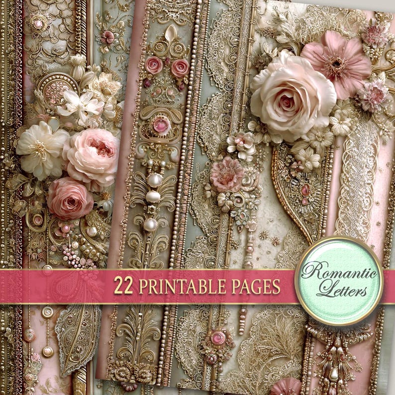 Digital Printable Scrapbook Paper Pack Baroque Junk Journal Pages ...