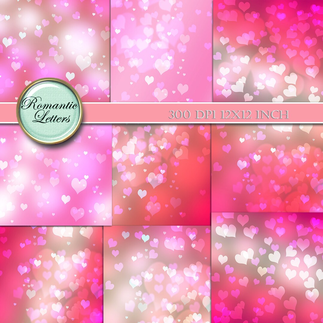 Valentine Heart Digital Backdrop Digital Valentines Digital Background ...