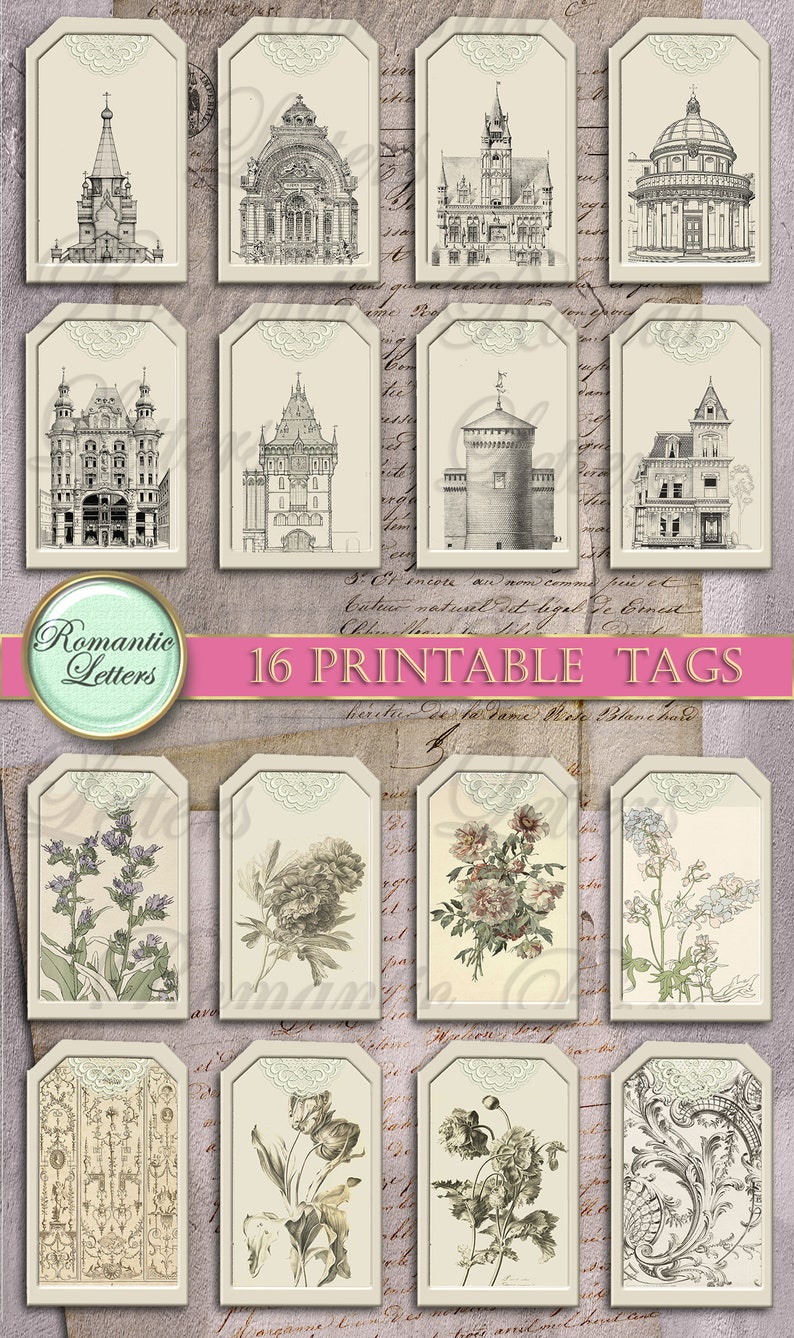 Printable Junk Journal Tags Printable Gift Tags Printable Bookmark Tags ...