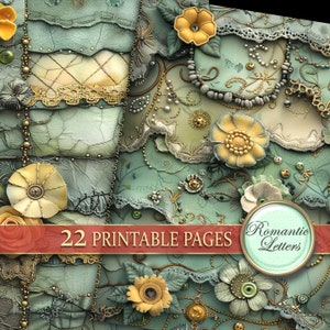 Digital Printable Scrapbook Paper Pack Patchwork Fabric Printable Craft ...