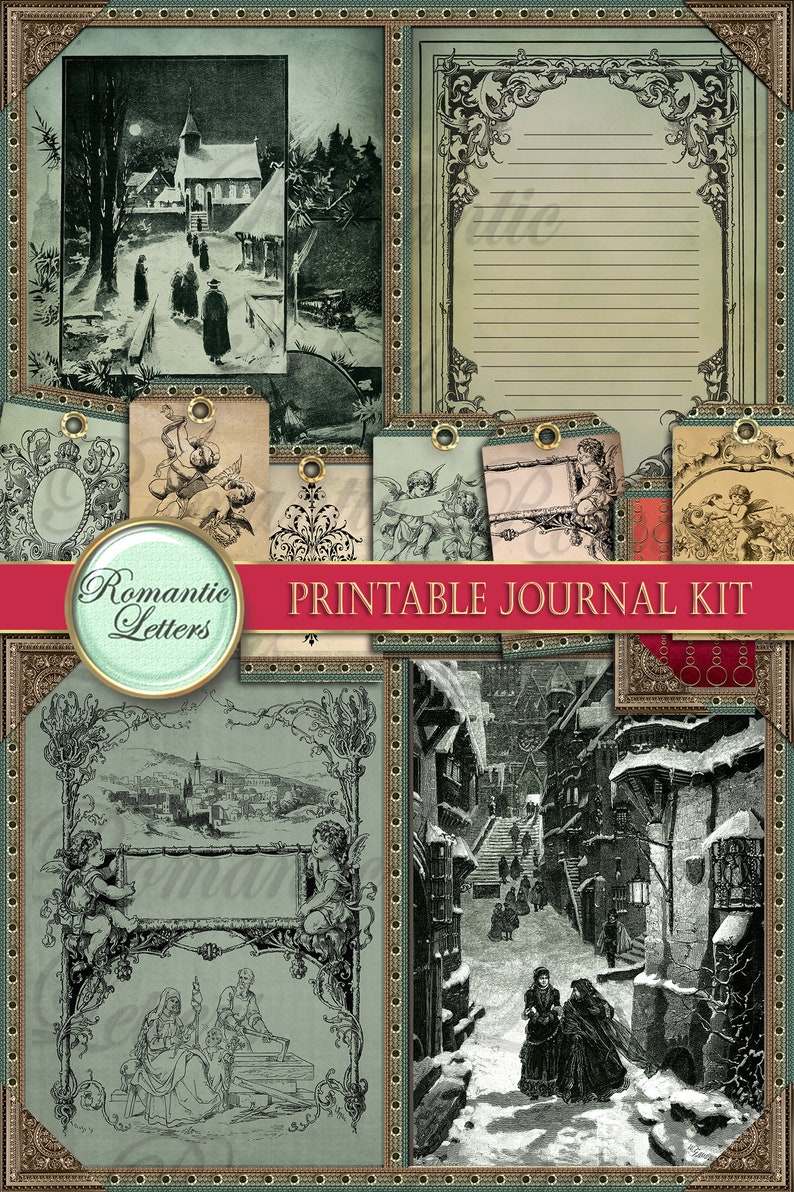 Christmas Printable Journal Kit Christmas Cards Victorian | Etsy