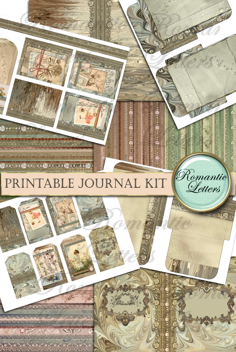 Printable Junk Journal Kit Vintage Digital Scrapbooking Paper Printable ...