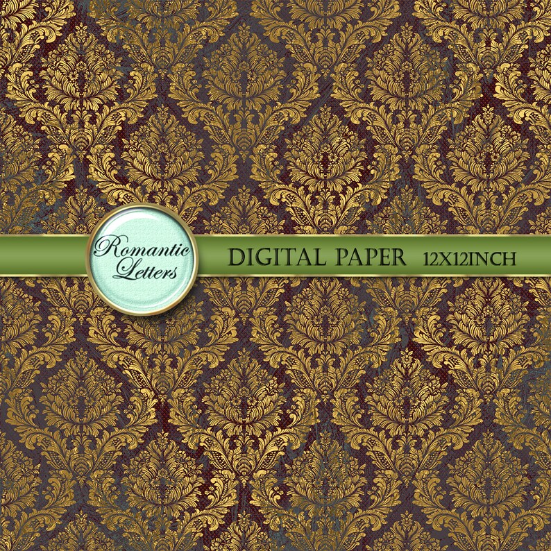 Digital Damask Paper Gold Gigital Scrapbooking Paper Digital - Etsy