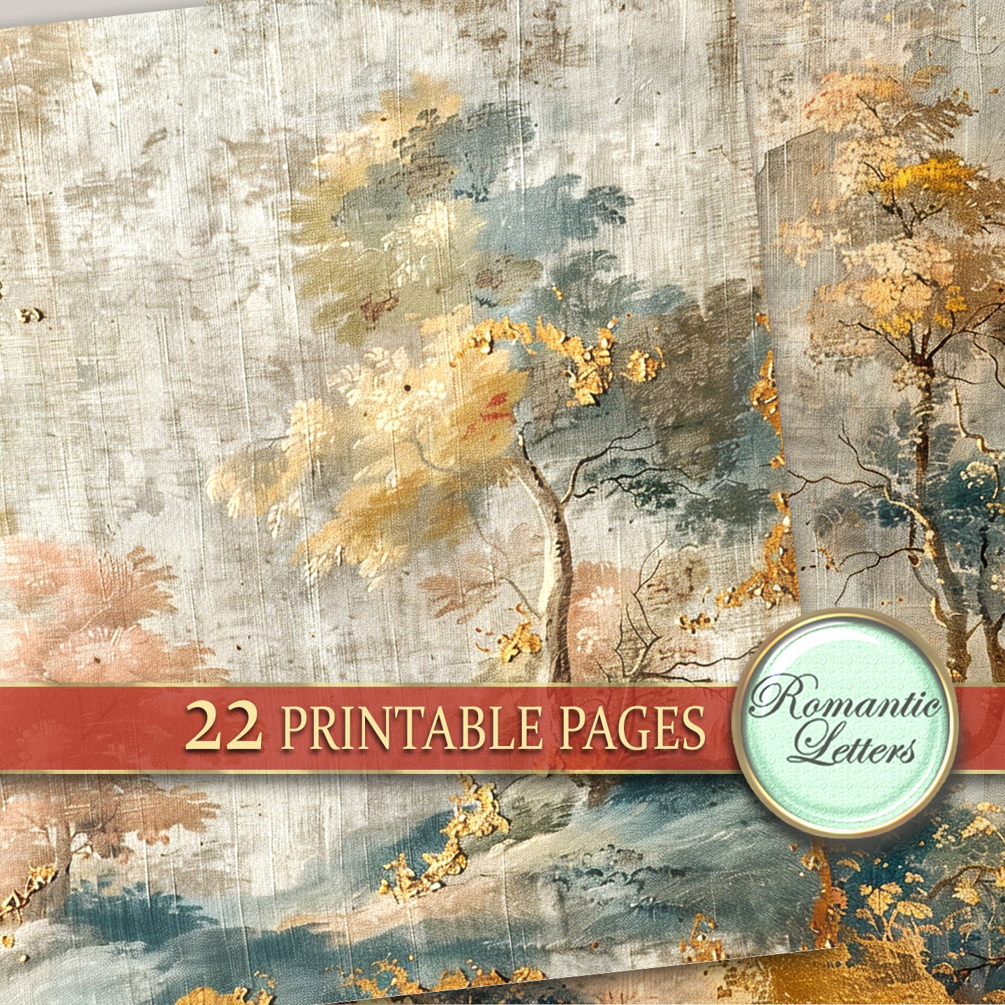Antique Painted Canvas Digital Printable Background Autumn Digital ...