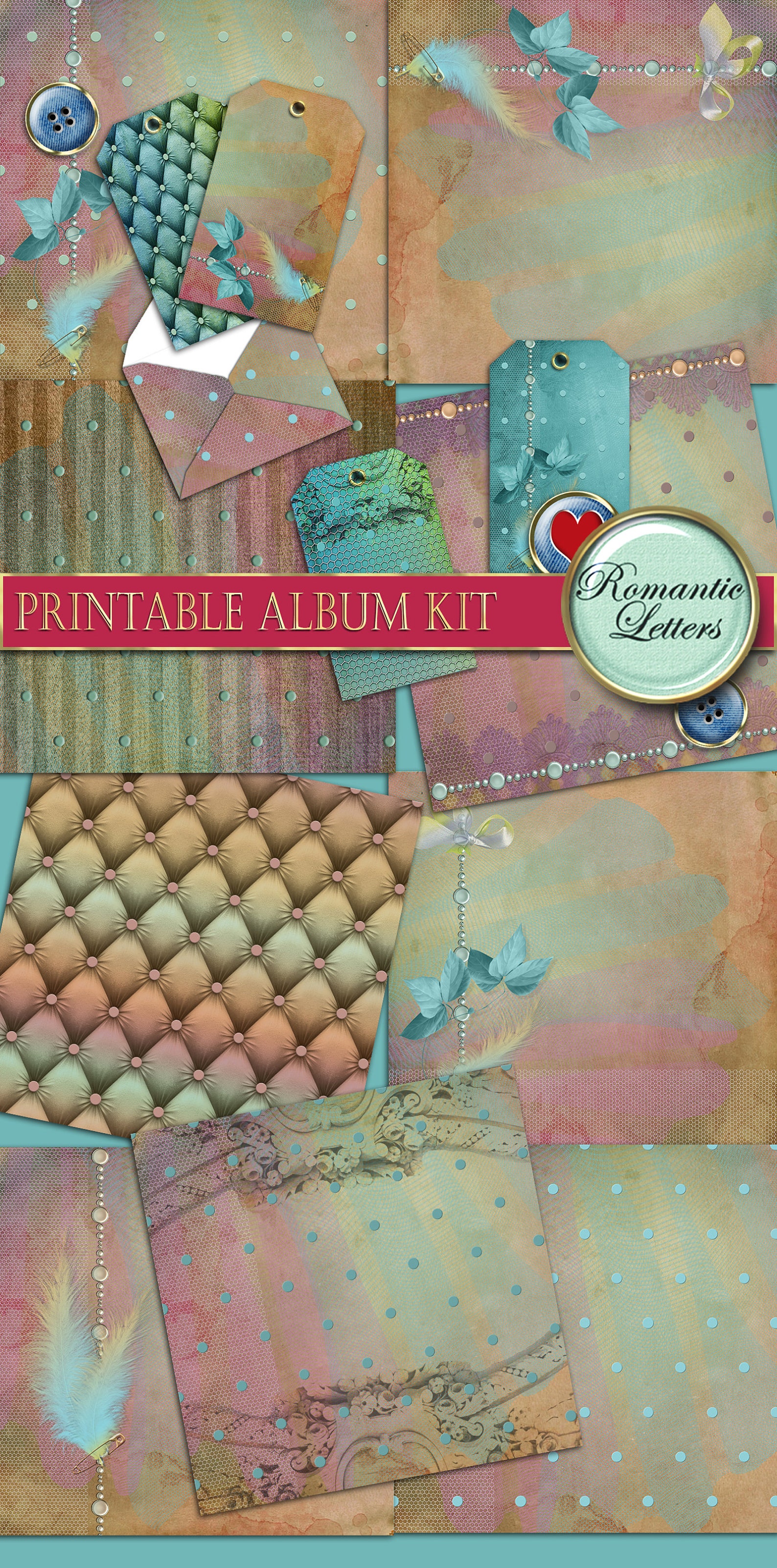 Printable Scrapbook Album Paper Printable Scrapbook Kit Paper - Etsy