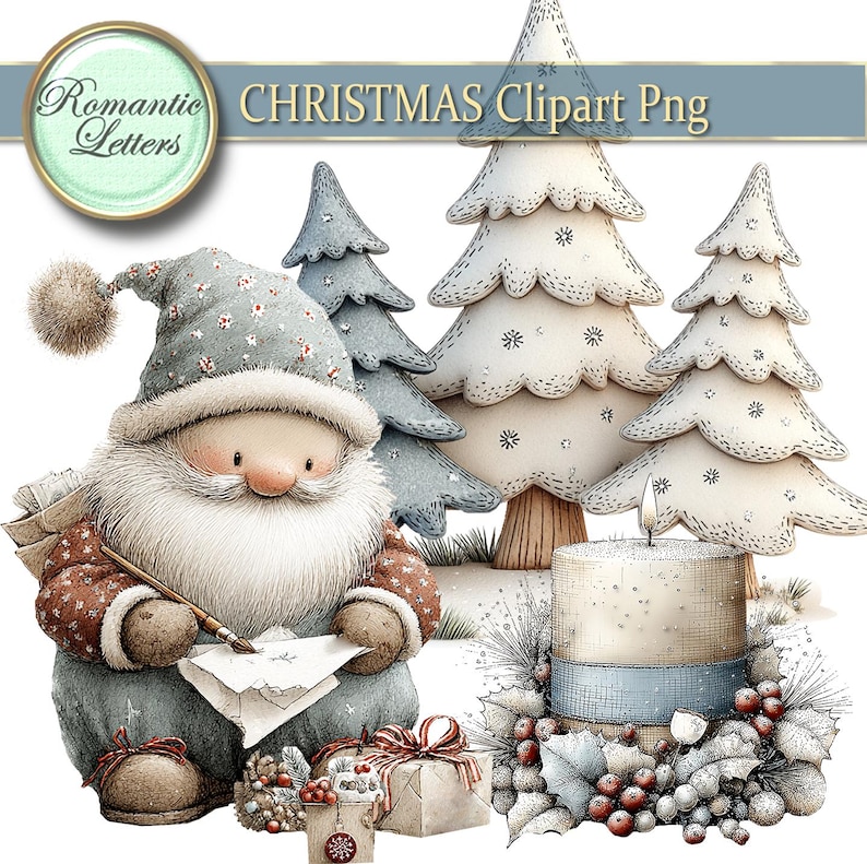 Christmas Snowman Clipart Watercolor, Christmas Tree Santa Sublimation ...