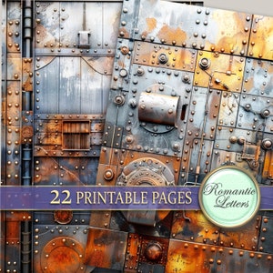 Rust Metal Texture Steampunk Printable Paper Pack Scrapbook Printable ...