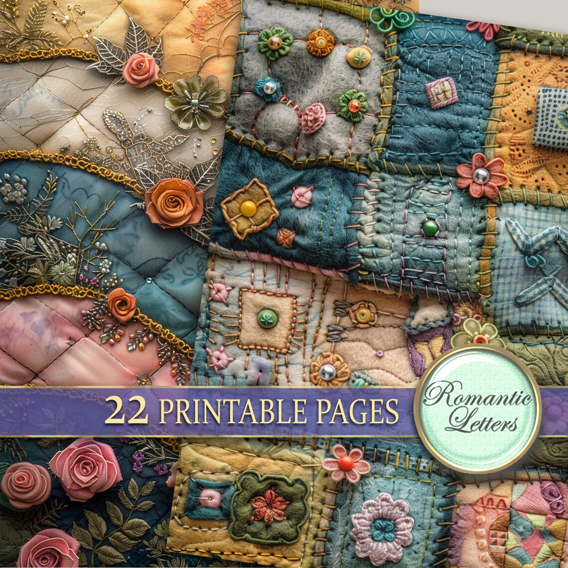 Digital Printable Scrapbook Paper Pack Shabby Chic Fabric Boho ...