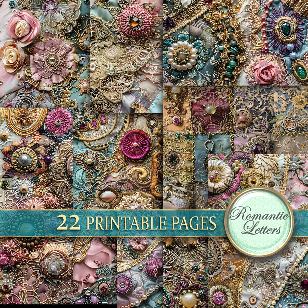 Shabby Chic Digital Printable Scrapbook Paper Pack Patchwork Printable ...