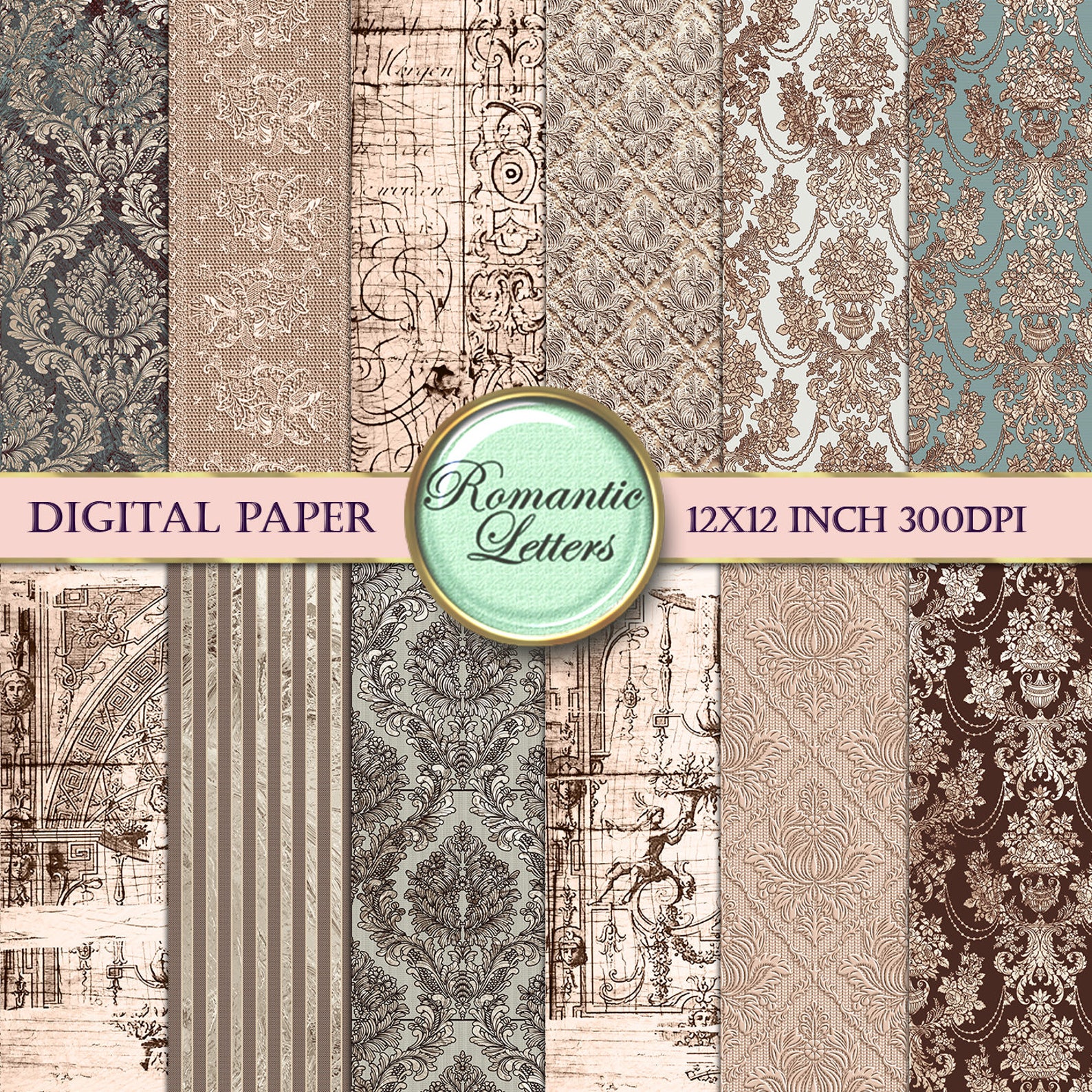 Digital Scrapbook Paper Pack Background Digital Vintage Paper ...