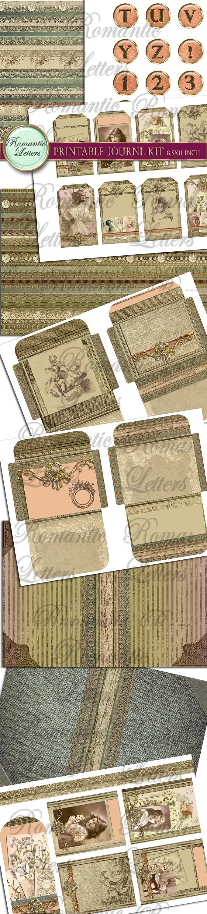Printable Junk journal kit digital scrapbooking paper | Etsy