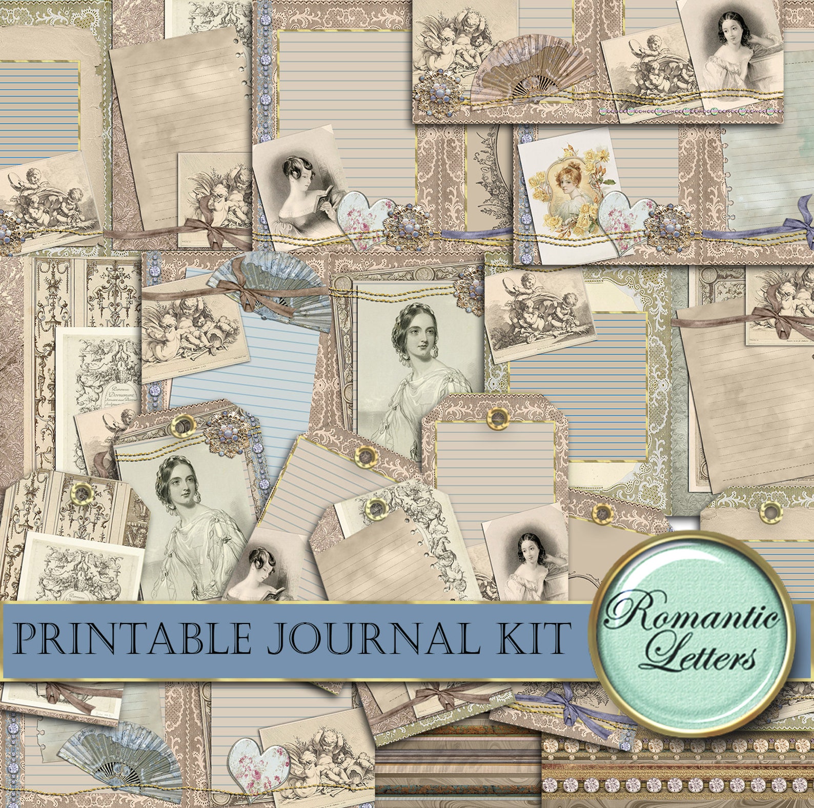 Printable Victorian Journal Kit Digital Collage Sheet - Etsy