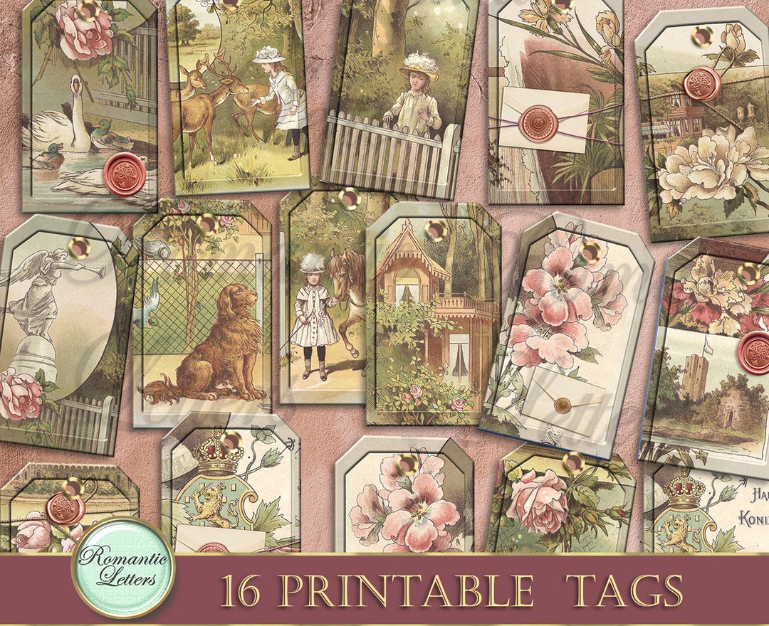 Printable Journal Tags Old Bookmarks Victorian Paper Antique Book ...