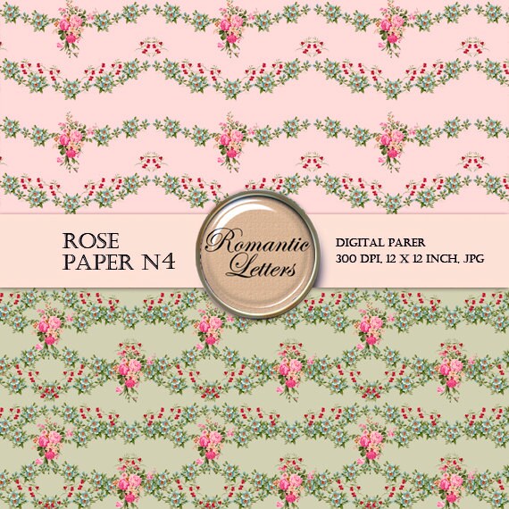 Floral digital Scrapbook Paper pack digital wedding paper rose | Etsy