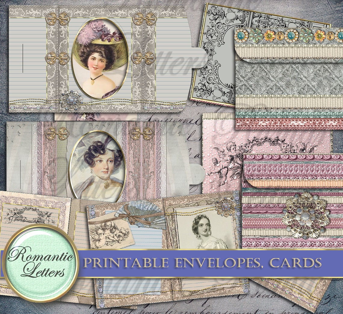 Printable Vintage Envelopes Printable Photography Cards | Etsy