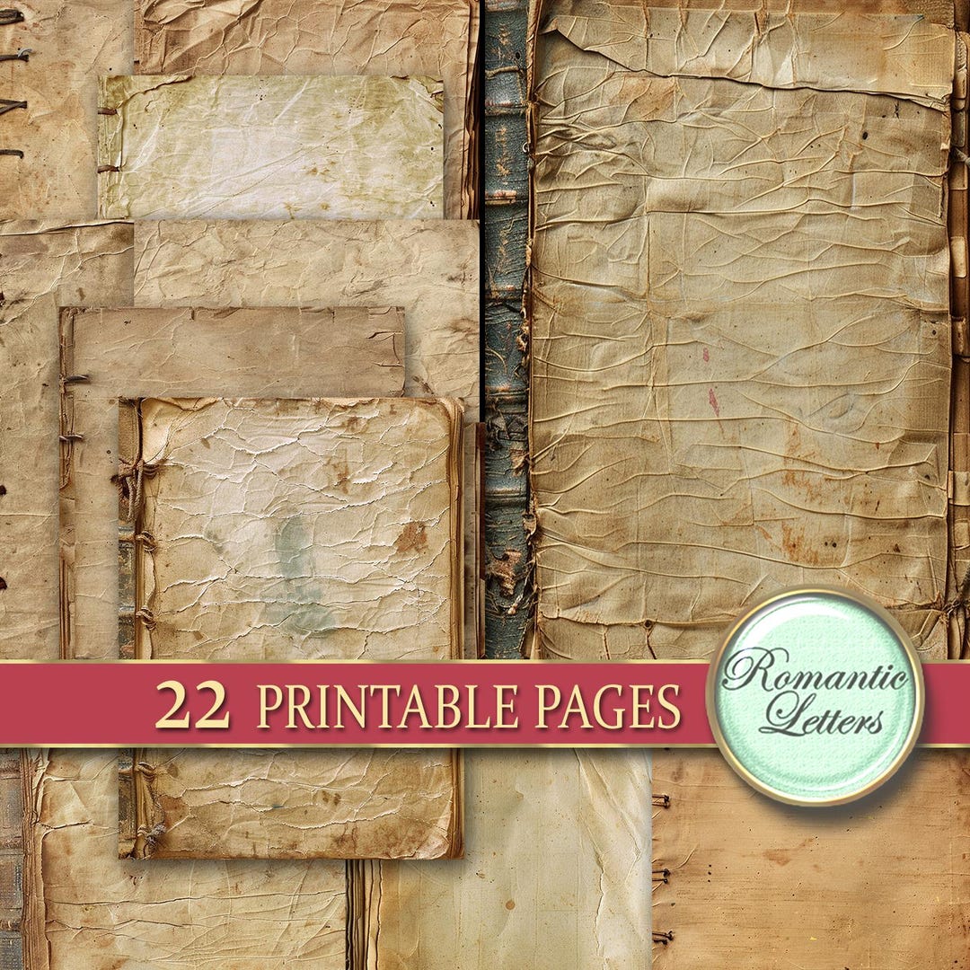 Printable Old Scrapbook Paper Pack Grunge Junk Journal Pages Neutral ...