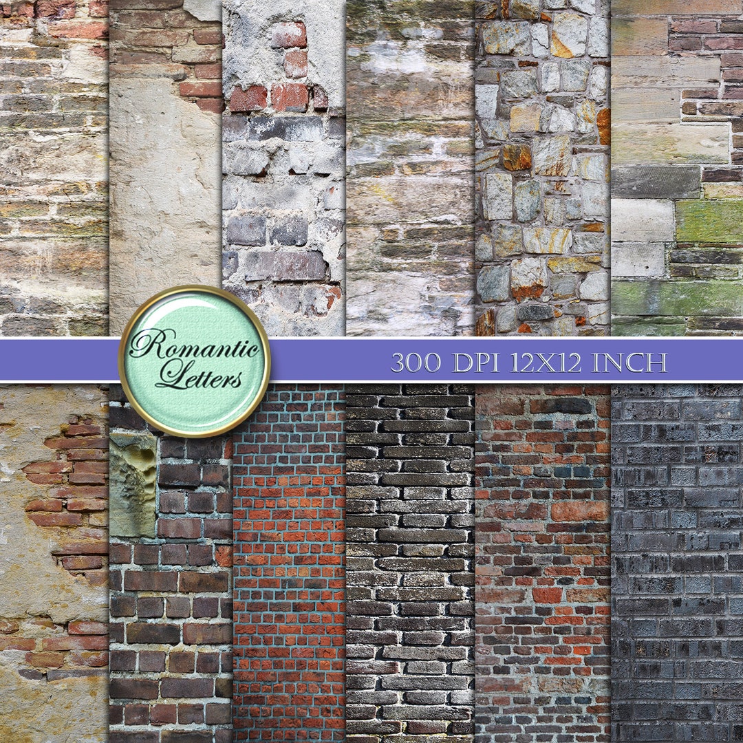 Brick Texture Digital Scrapbook Paper Pack Digital Backdrops Brick Wall ...