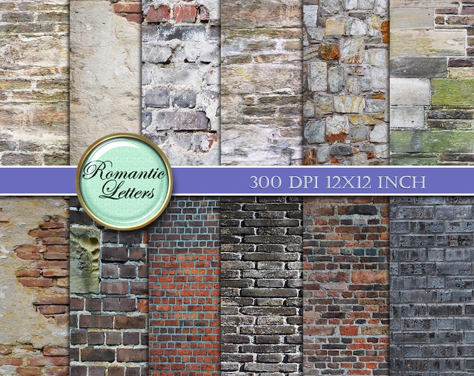 Brick Texture Digital Scrapbook Paper Pack Digital Backdrops Brick Wall ...