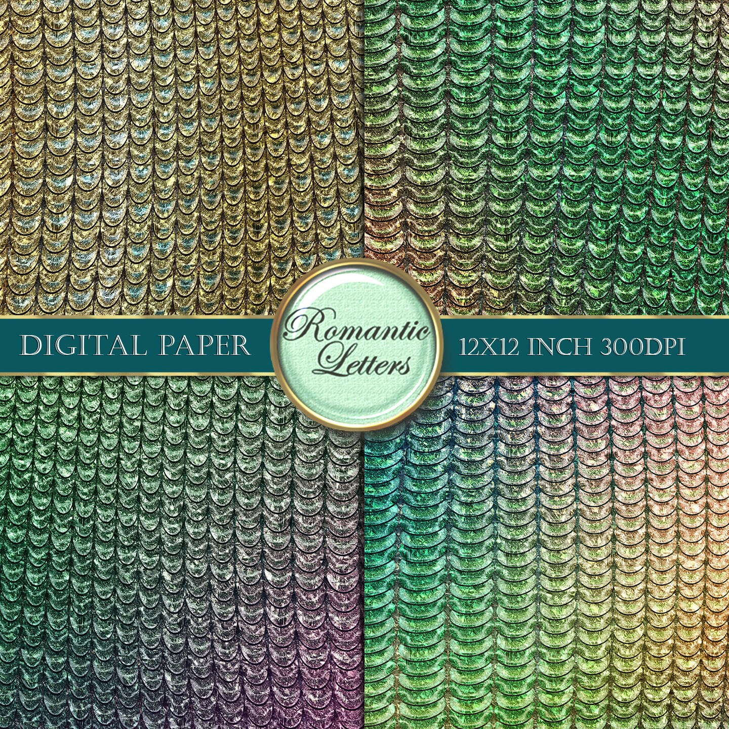 Mermaid scales digital scrapbook paper fish scales texture | Etsy
