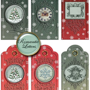 Christmas Digital Printable Gift Tags, Christmas Holiday Card, Vintage ...