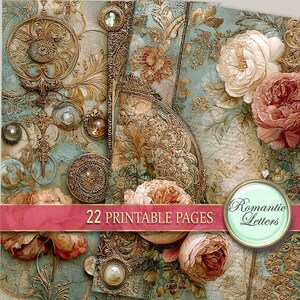 Printable Junk Journal Pages Digital Scrapbook Paper Pack Shabby Chic ...