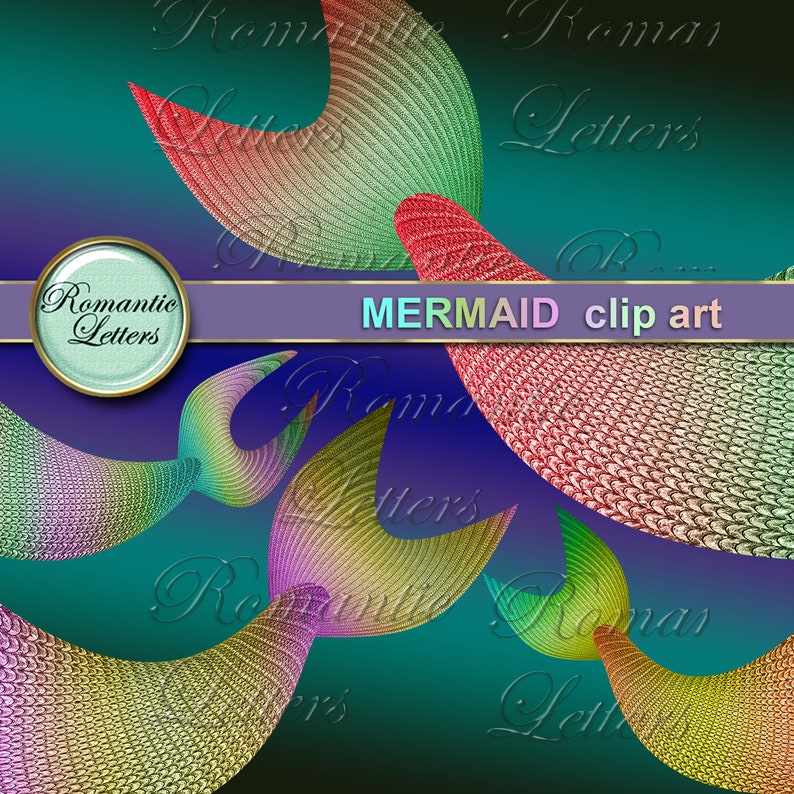 Mermaid Birthday Party Digital Clipart Invitations Clip Art - Etsy
