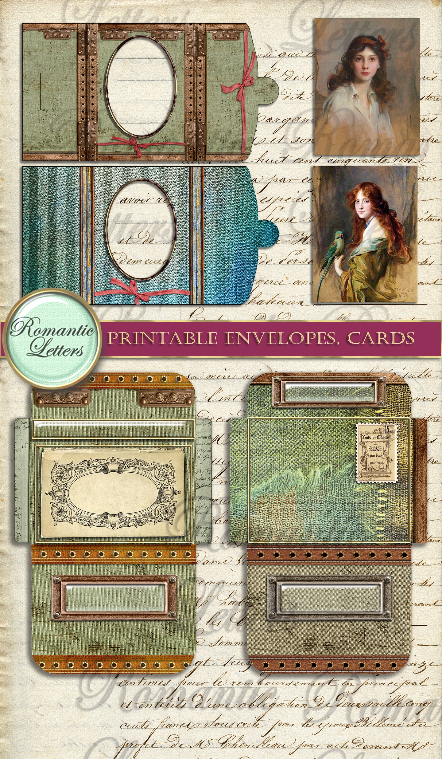 Printable Victorian Envelopes Printable Cabinet Card Frames | Etsy