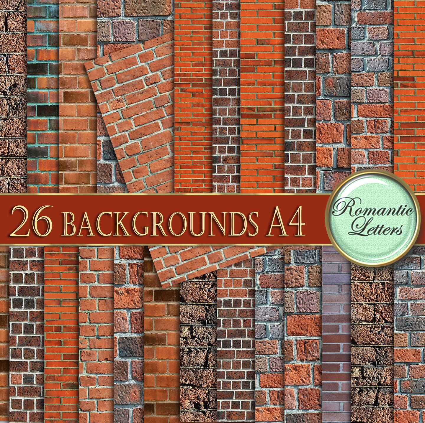 Brick Wall Digital Scrapbook Paper Pack Printable Craft Paper - Etsy