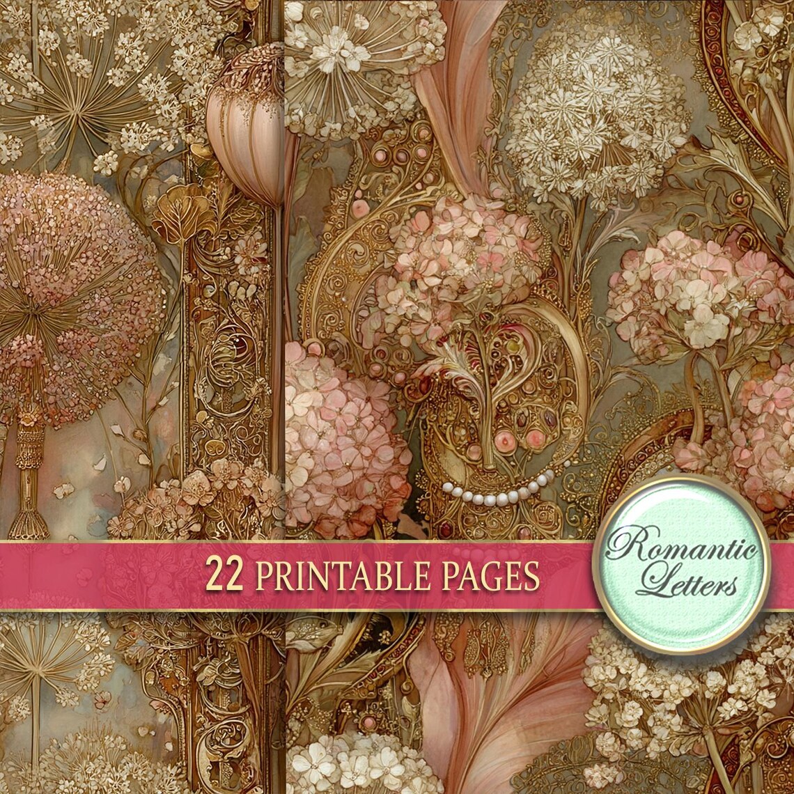 Vintage Junk Journal Pages Digital Scrapbook Paper Pack Shabby Chic ...