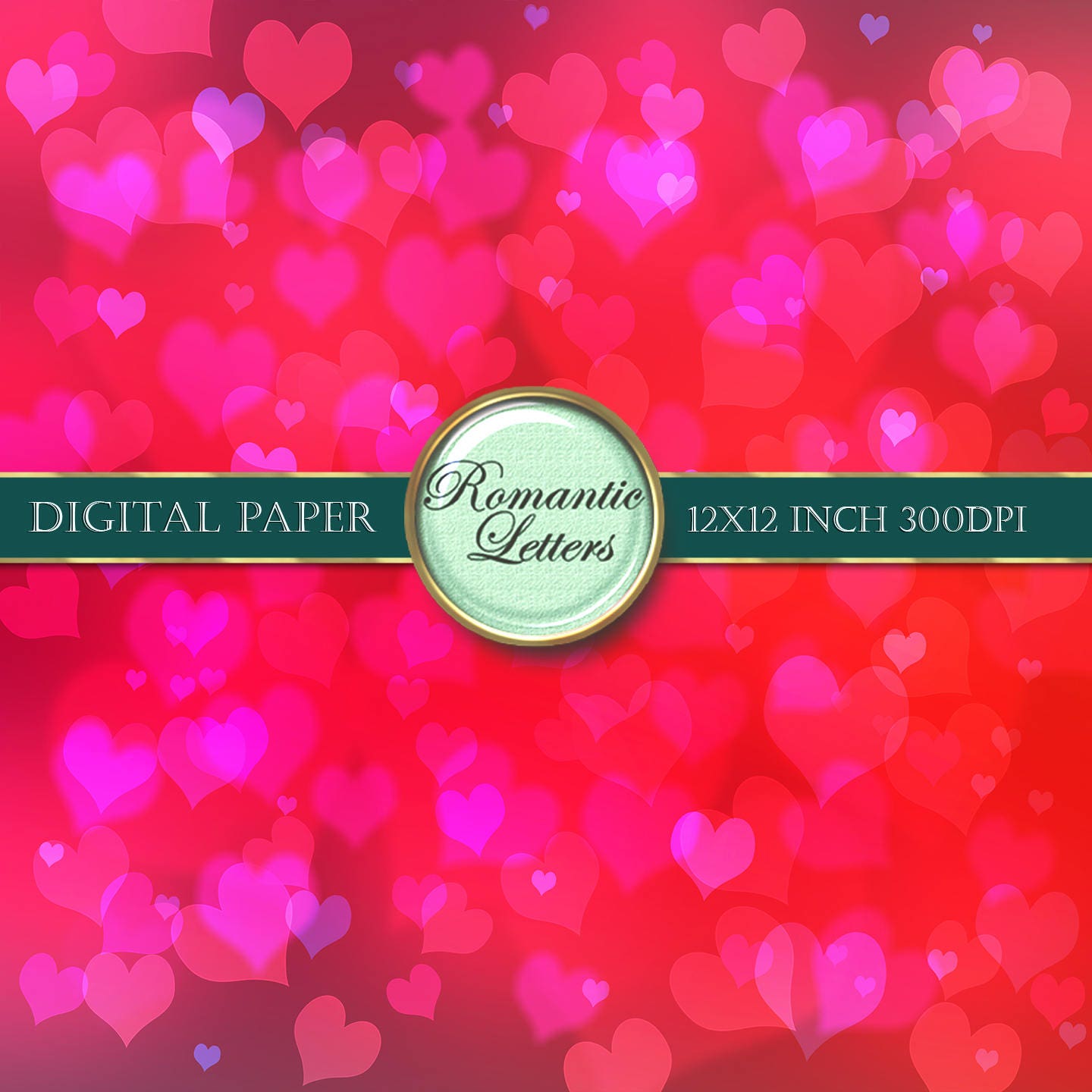 Valentine heart bokeh digital scrapbook paper love Valentine | Etsy