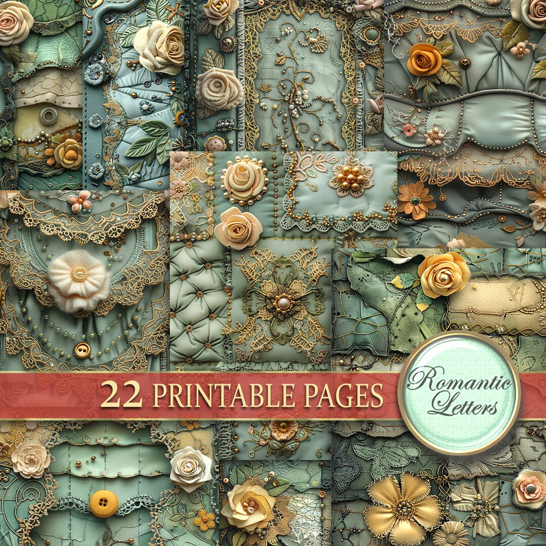 Digital Printable Scrapbook Paper Pack Patchwork Fabric Printable Craft Paper Felt Embroidery ...
