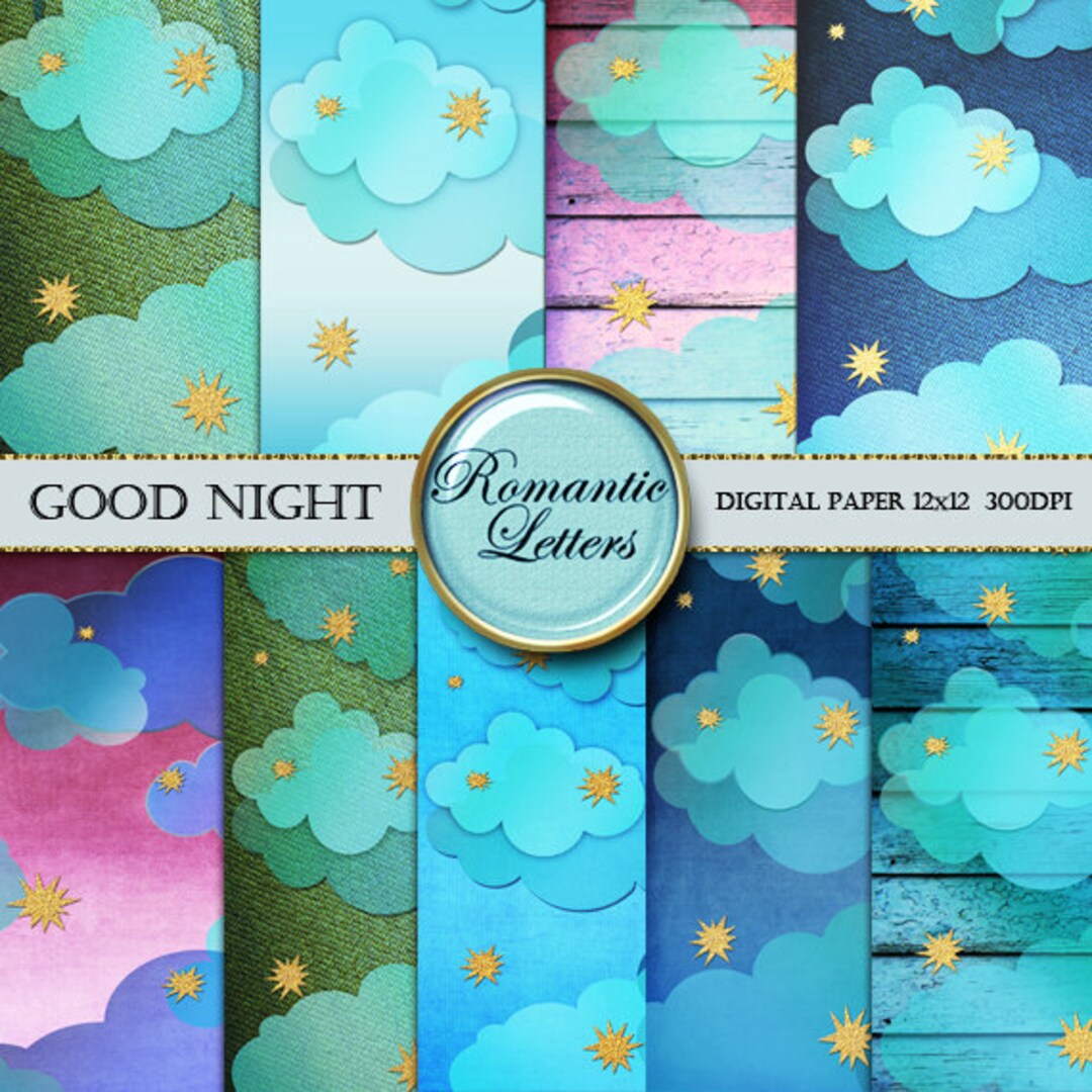 NIGHT Digital Paper Pack - Scrapbook Papers, Digital Backdrops 12x12 ...