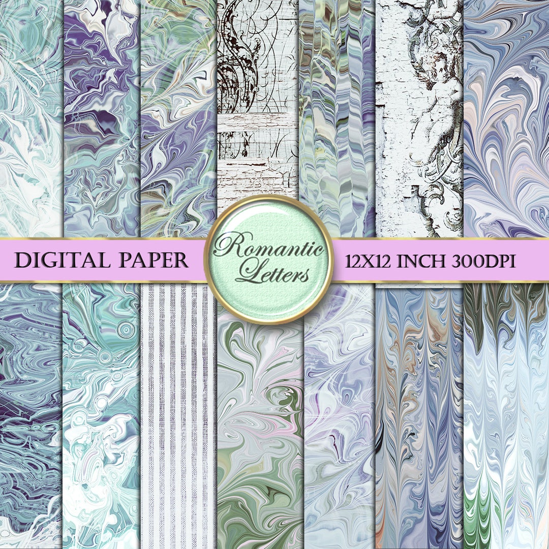 Marbled Digital Paper Pack Digital Scrapbook Background Printable ...