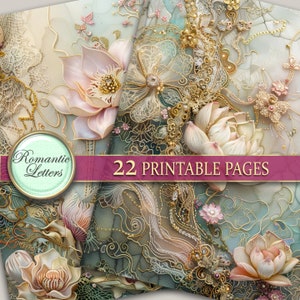 Digital Printable Scrapbook Paper Pack Embroidery Junk Journal Pages ...