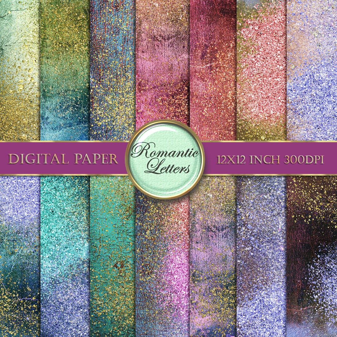 Digital Gold Glitter Paper Digital Scrapbook Paper Pack Background ...