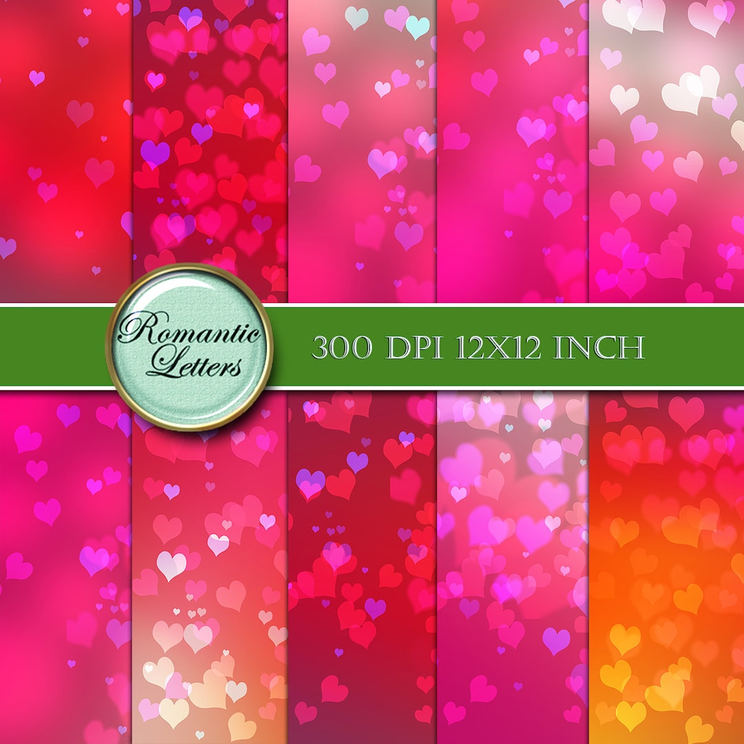 Valentine Heart Digital Paper Pack Digital Scrapbook Paper Valentines ...