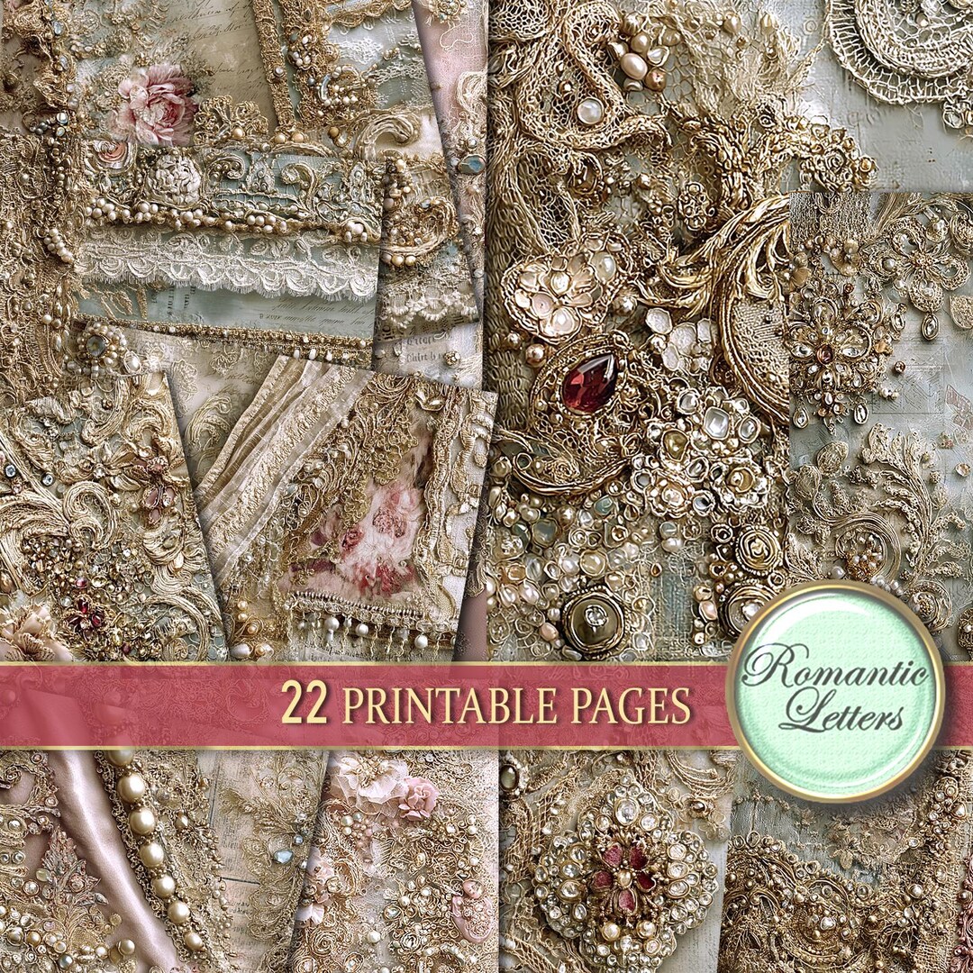 Digital Printable Scrapbook Paper Pack Shabby Chic Junk Journal Pages ...