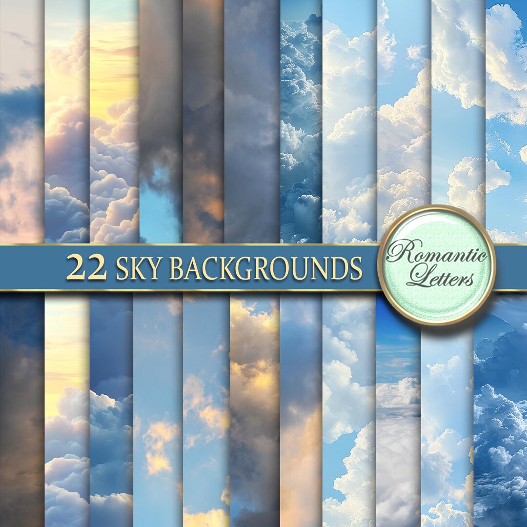 Sky Clouds Digital Paper Scrapbook Background Newborn Digital Photo ...