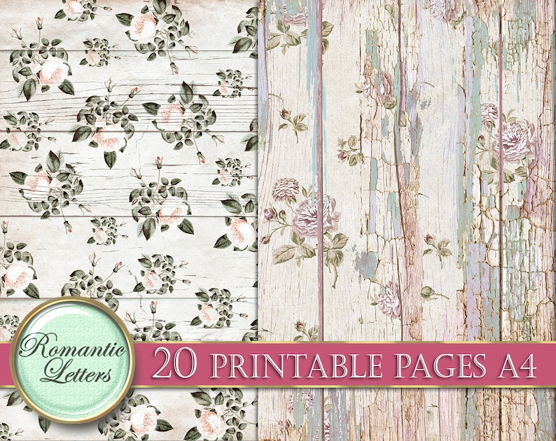 Digital Background Paper Shabby Chic Wedding Scrapbook Digital Paper ...