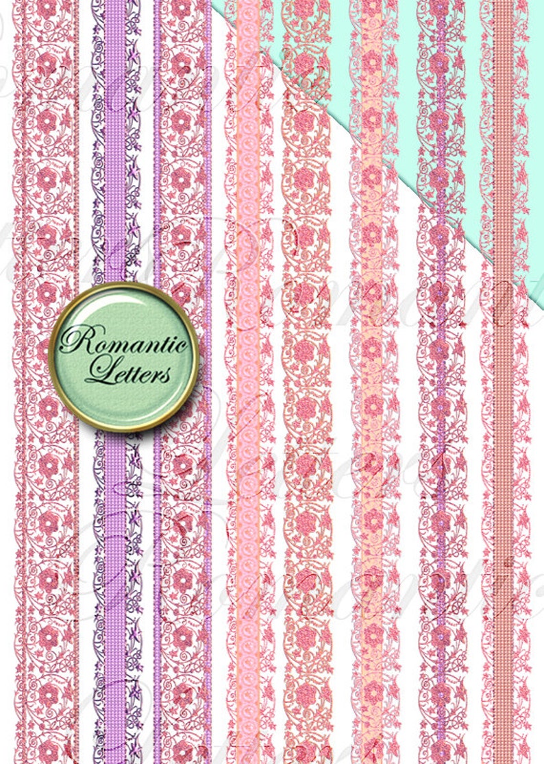 Digital Scrapbook Borders Lace Pink Digital Lace Clip Art | Etsy